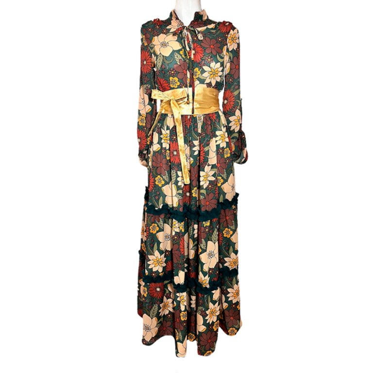 Vestido Shaida floral verde beige - Karma Love