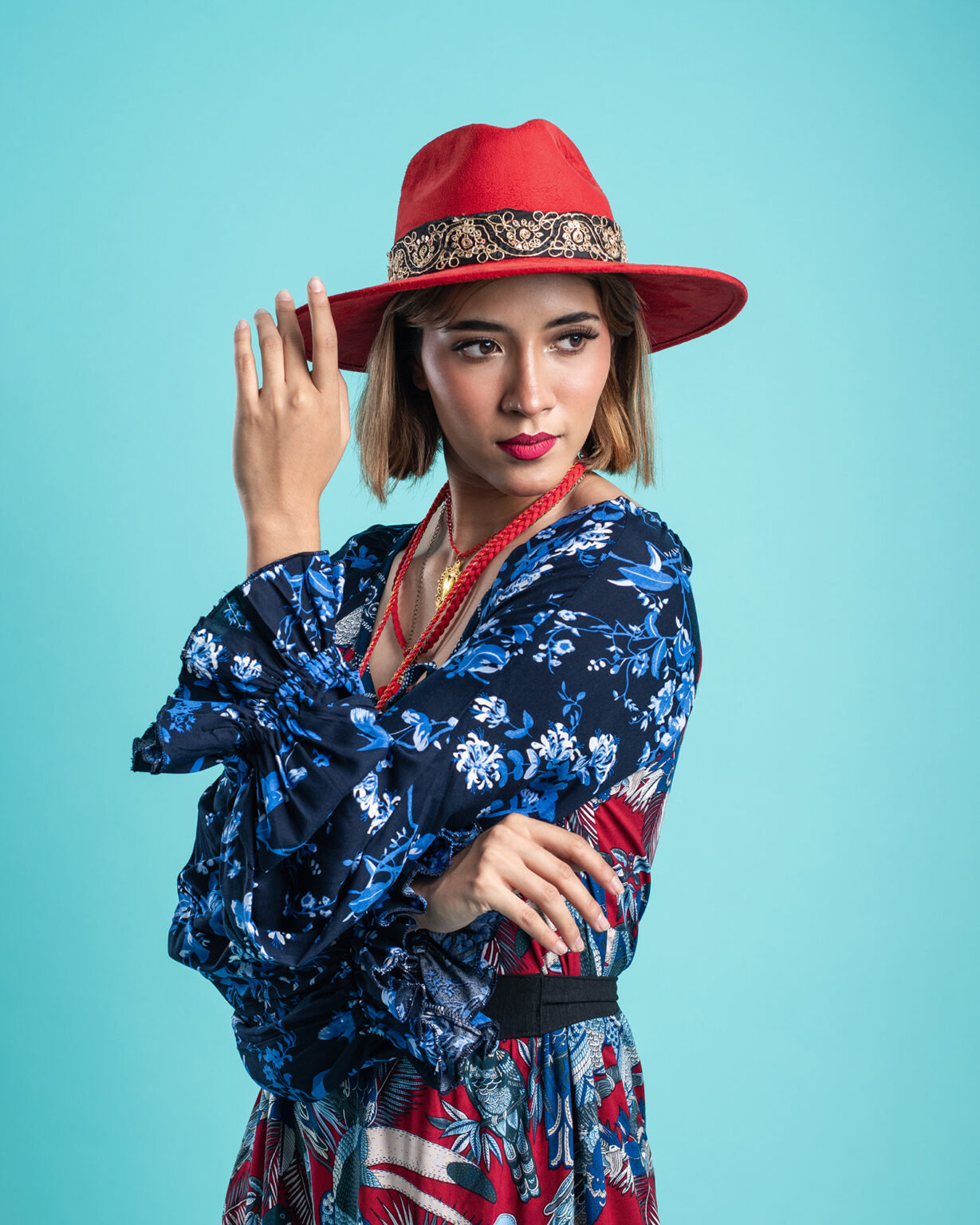 Vestido Yohn azul rojo - Karma Love
