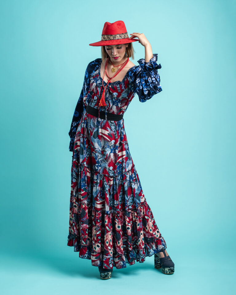 Vestido Yohn azul rojo - Karma Love
