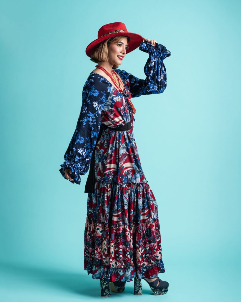 Vestido Yohn azul rojo - Karma Love