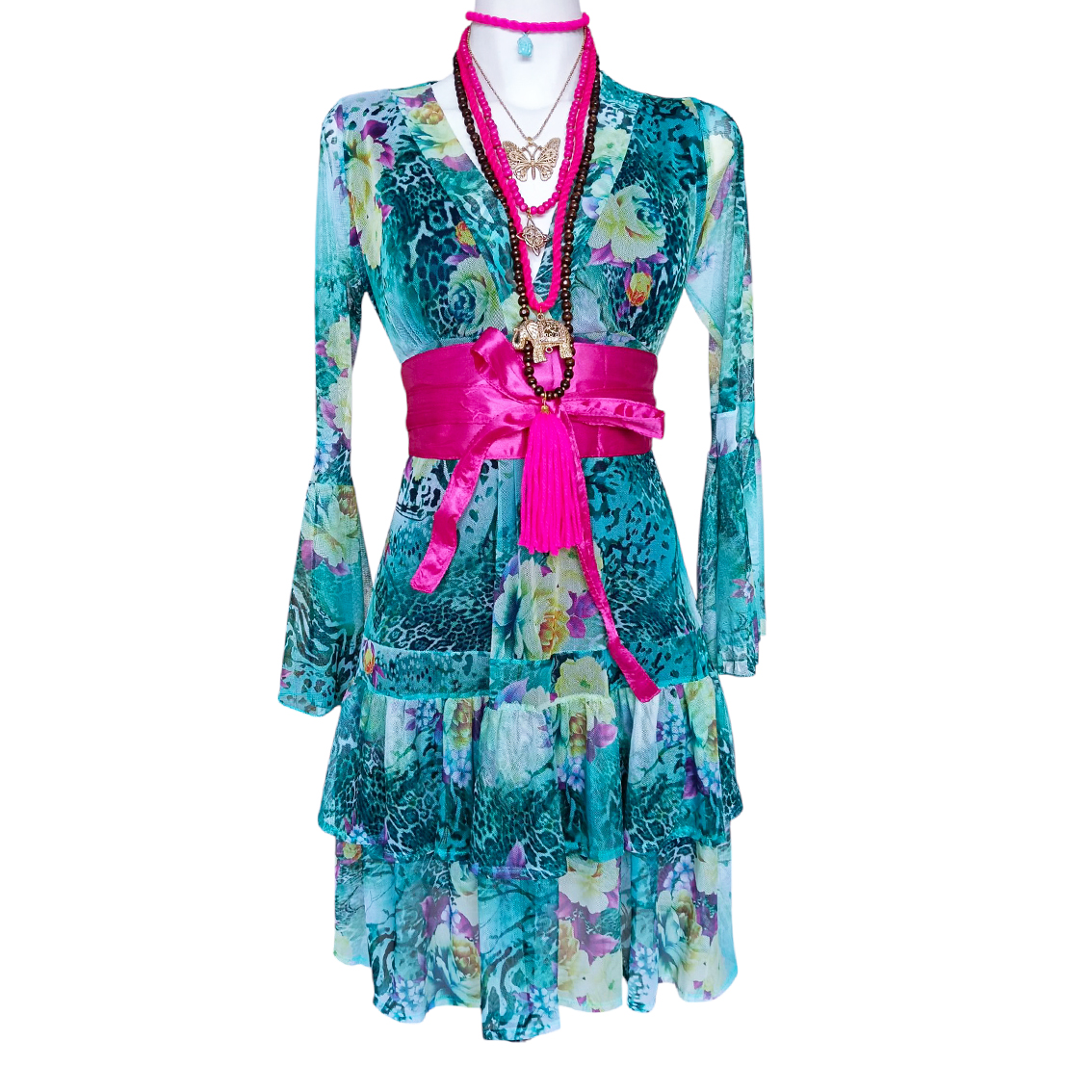 Vestido Dora29 animal p turquesa - Karma Love