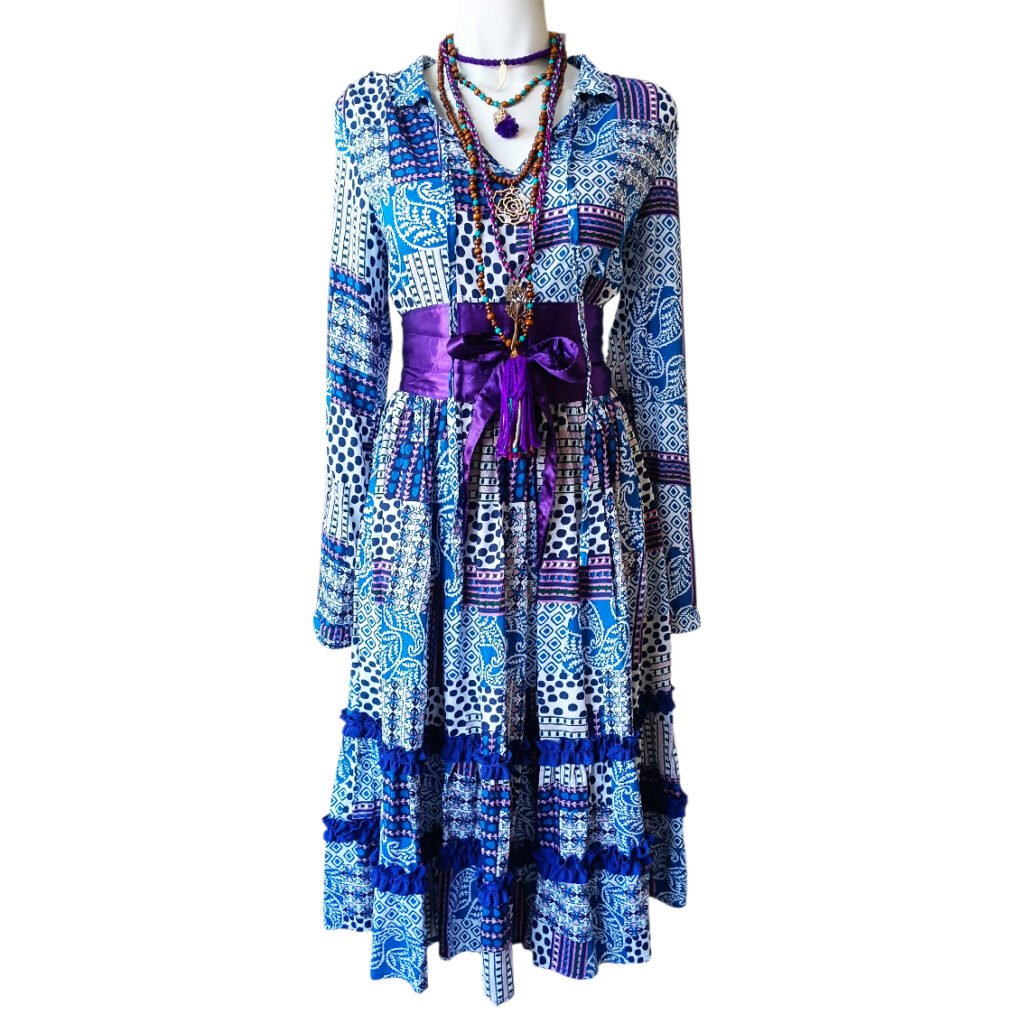 Vestido Shaida Corto azul rosita - Karma Love
